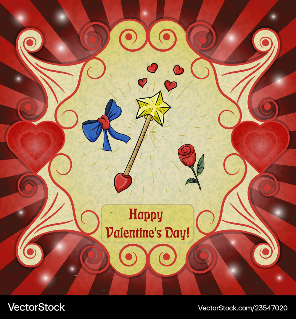 Color on valentines day theme magic wand Vector Image