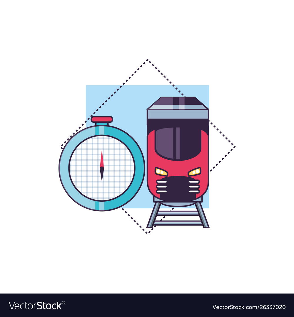 Compass guide device with train Royalty Free Vector Image