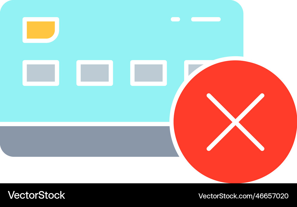 Credit card with cross marks rejected payment Vector Image