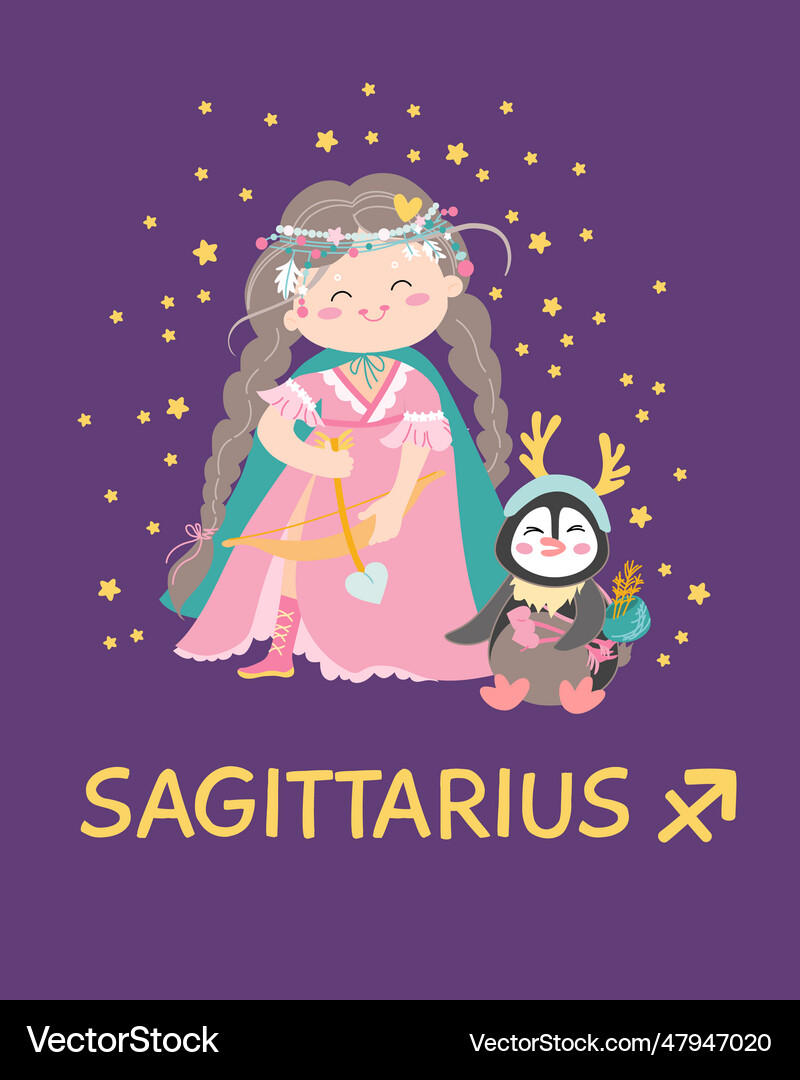 Cute sign zodiac poster flat Royalty Free Vector Image
