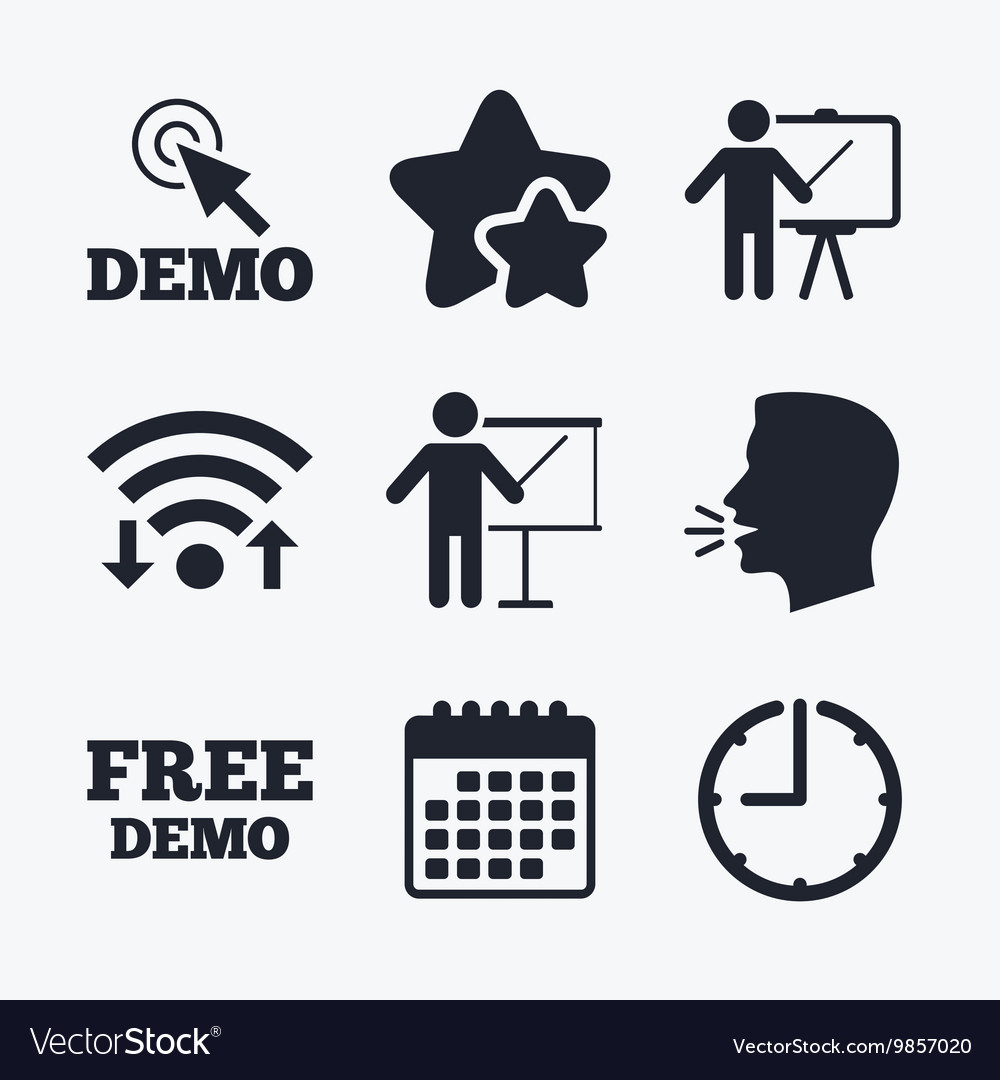 Demo with cursor icon Presentation billboard Vector Image Demo with cursor icon Presentation billboard Vector Image