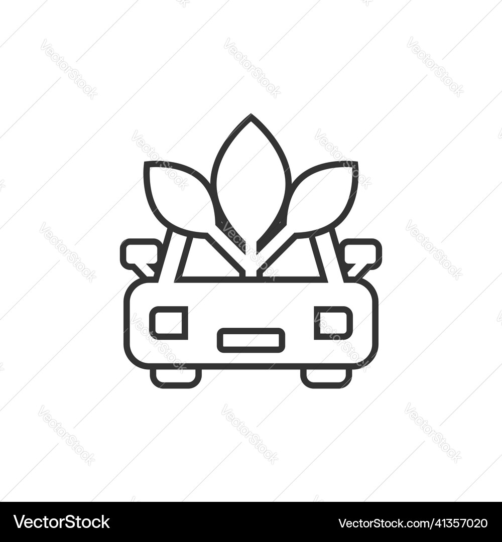 Eco car icon in flat style leaf and auto on white Vector Image