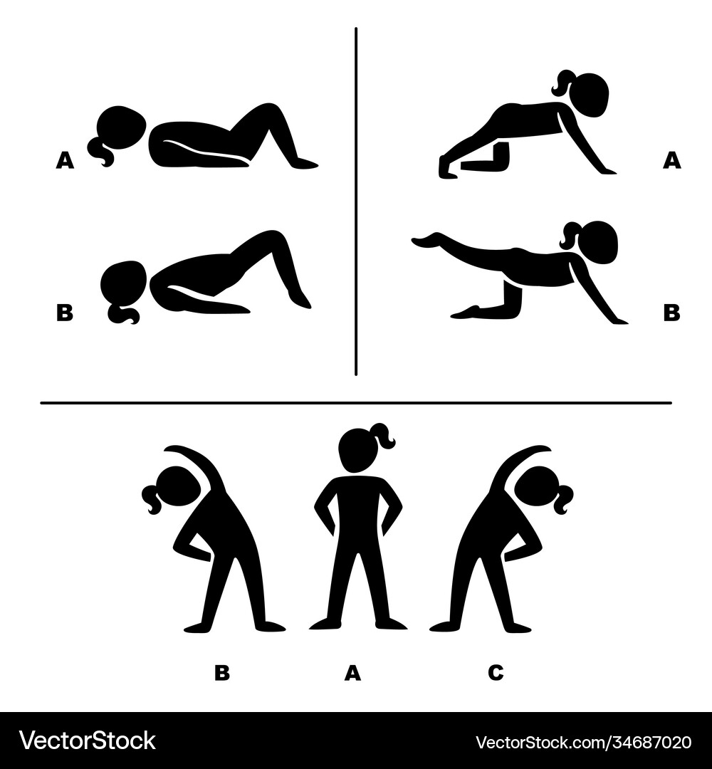 Exercise poses for healthy pictograms Royalty Free Vector