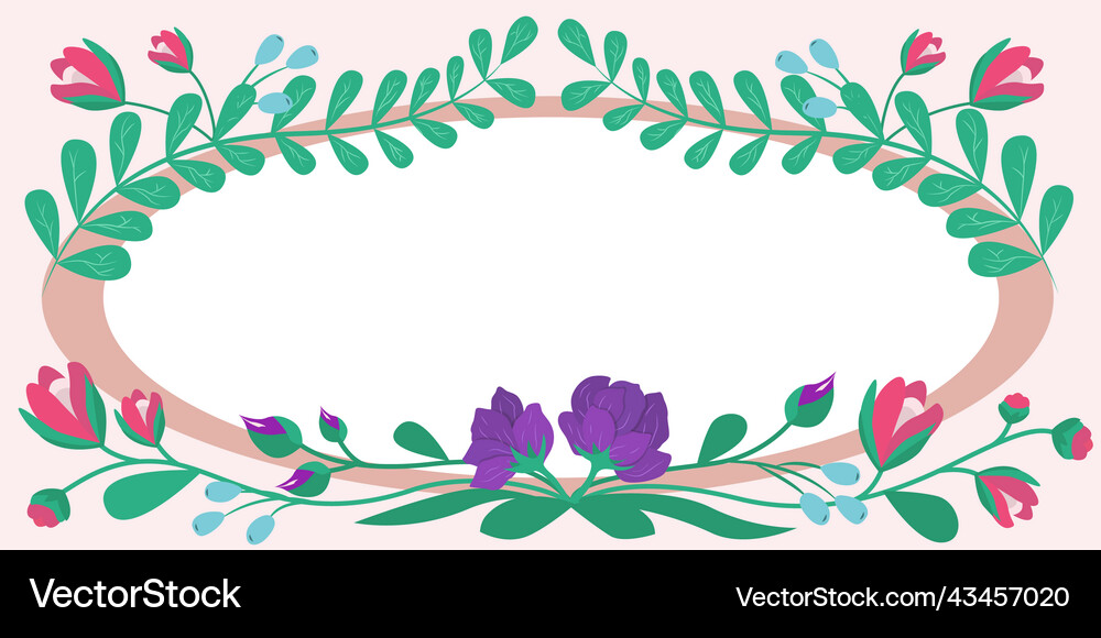 Frame with leaves and flowers around Royalty Free Vector