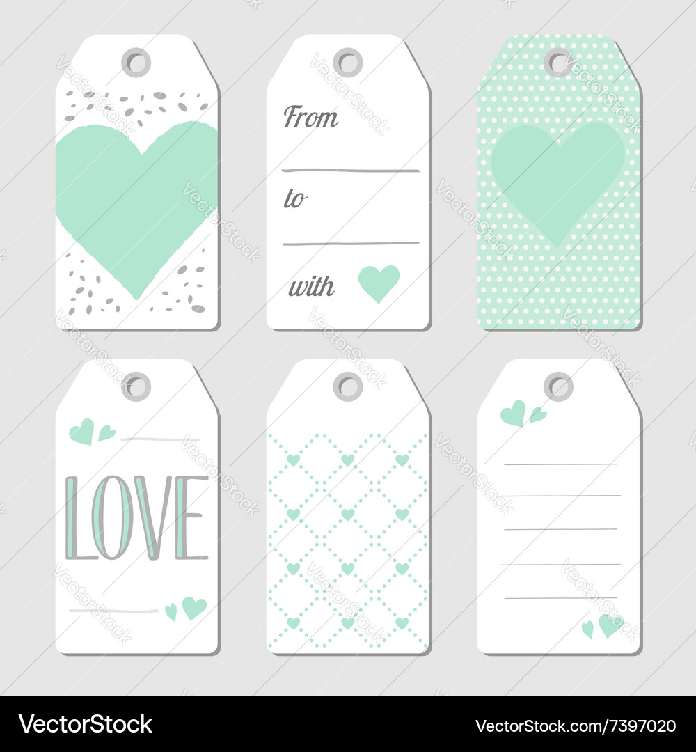 Gift tags with hearts and love Royalty Free Vector Image