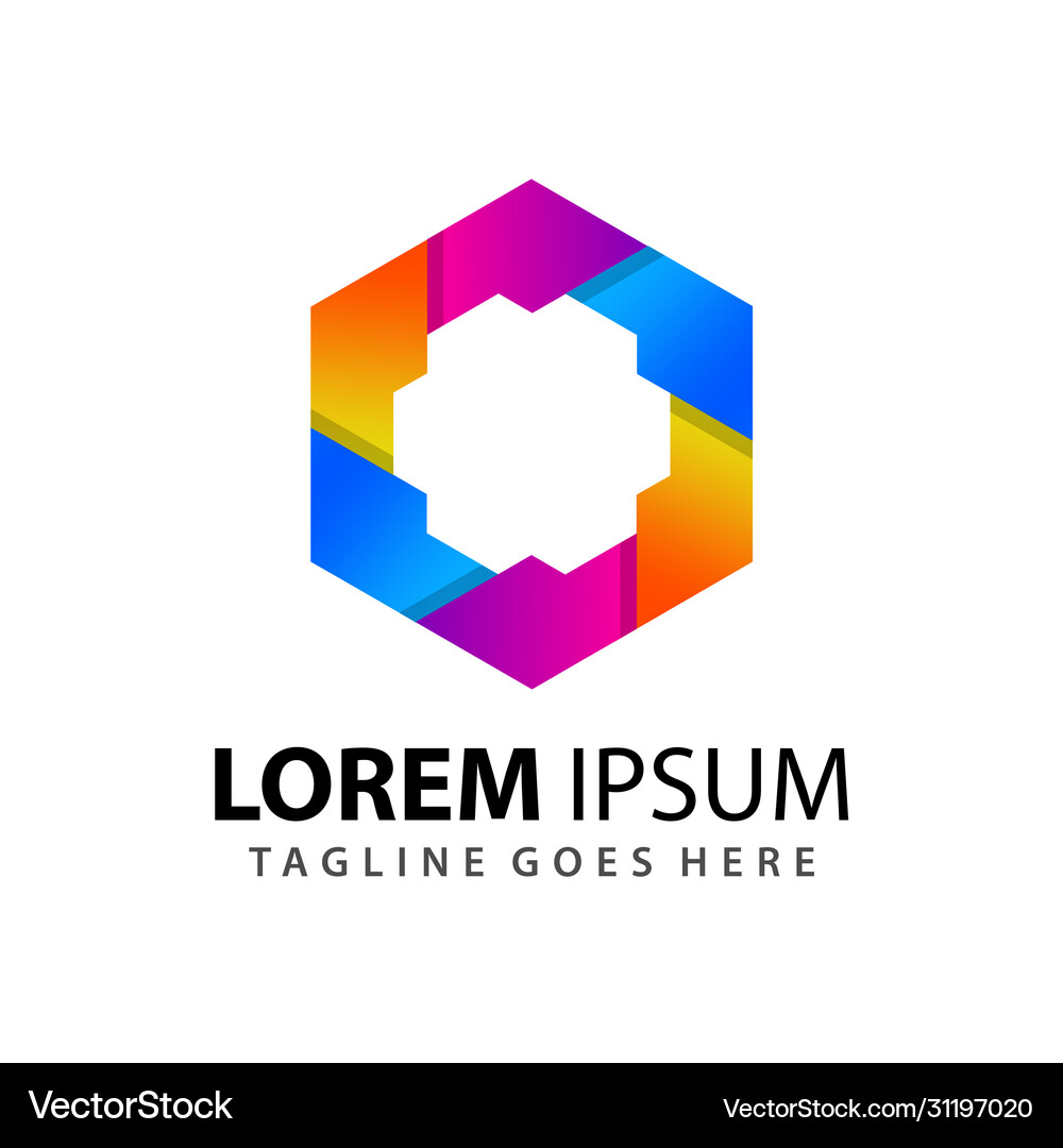 Gradient hexagon gear company modern logo design Vector Image
