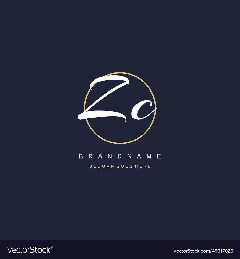 Initial letter zc logo monogram feminine style Vector Image