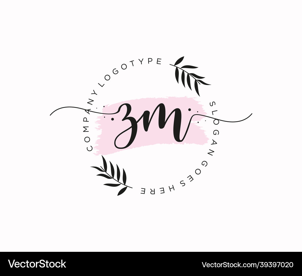 Initial zm feminine logo beauty monogram Vector Image