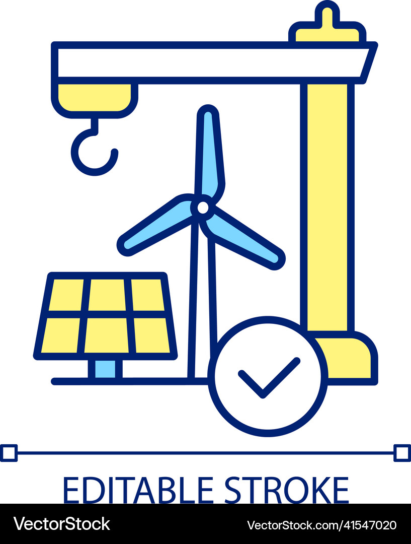 Installing clean energy generating equipment rgb Vector Image