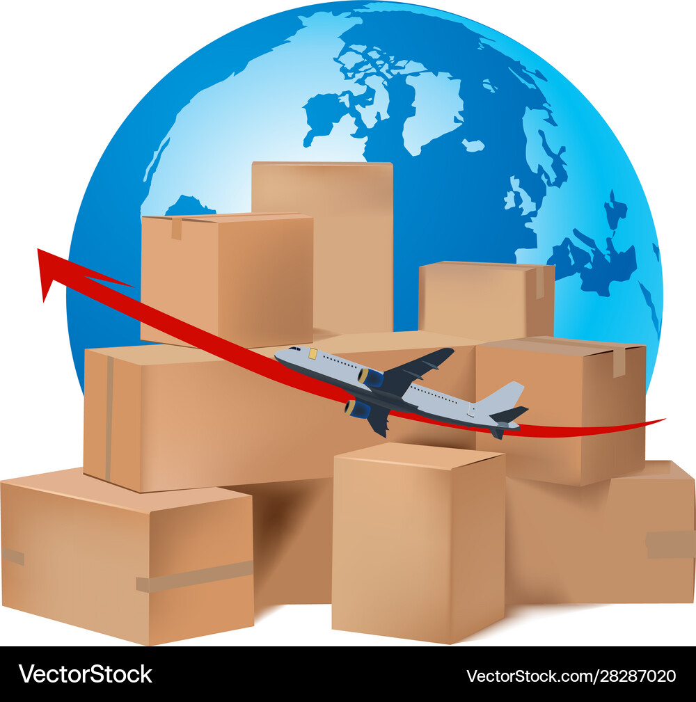International air transport flight packing boxes Vector Image