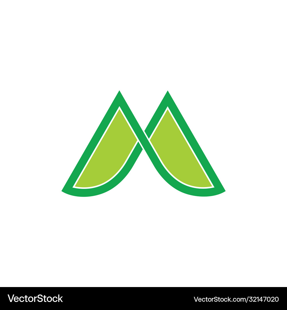 Letter m infinity line green mountain logo Vector Image