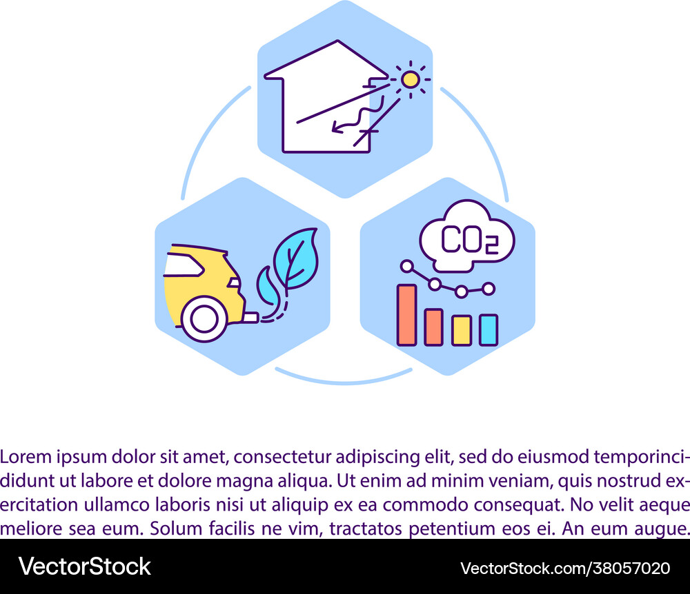 Lowering co2 emissions concept line icons Vector Image