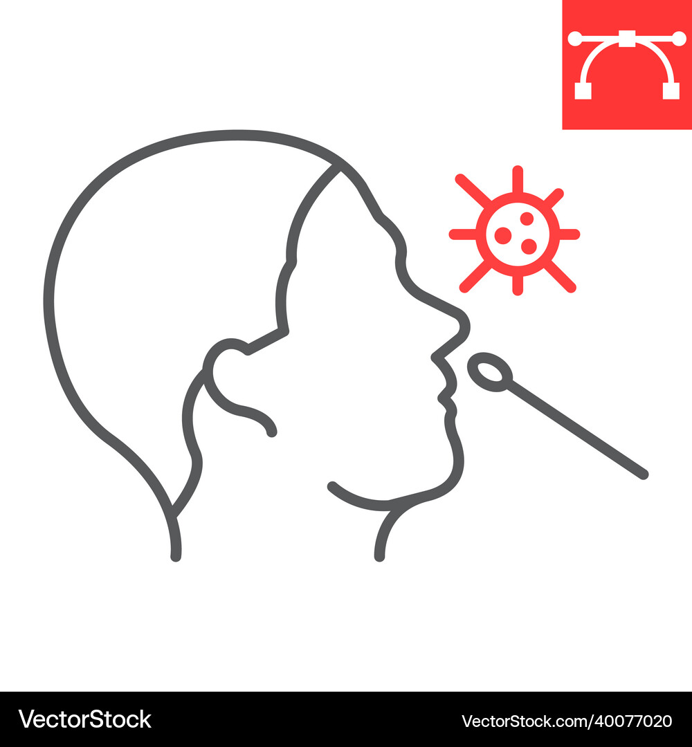 Nasal swab test line icon Royalty Free Vector Image