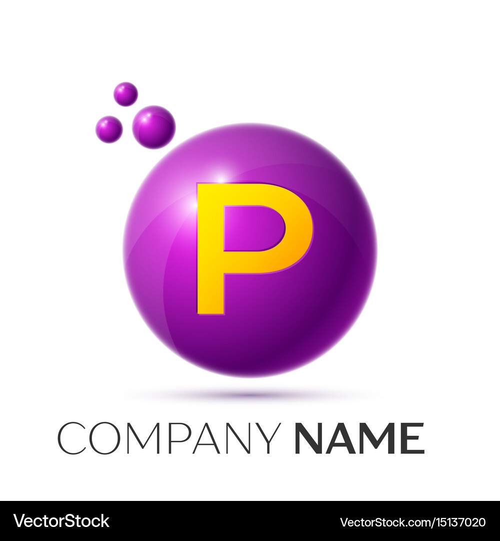 P letter splash purple dots and circle bubble Vector Image