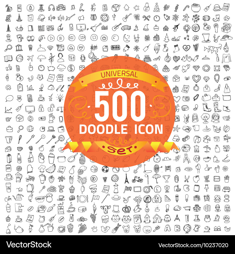 Set of 500 doodle icon Royalty Free Vector Image