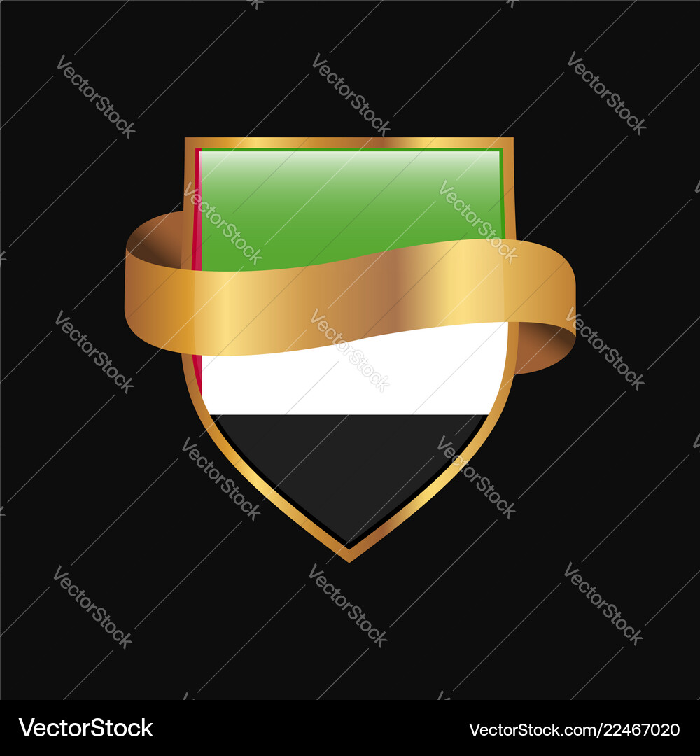 Uae flag golden badge design Royalty Free Vector Image