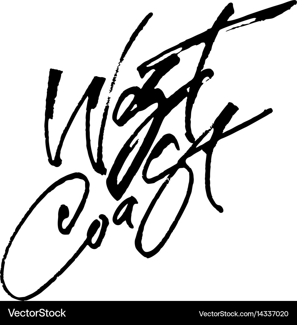West coast modern calligraphy hand lettering for Vector Image