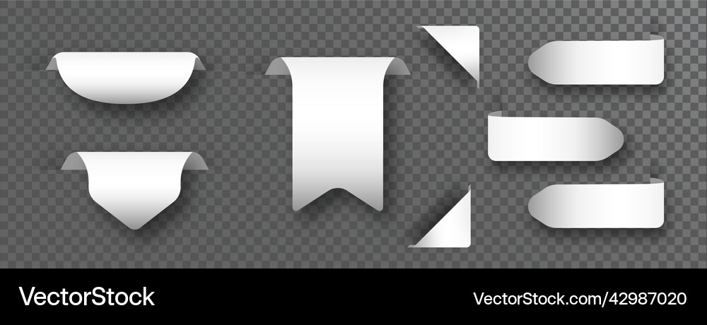 White tags and stickers on transparent background Vector Image