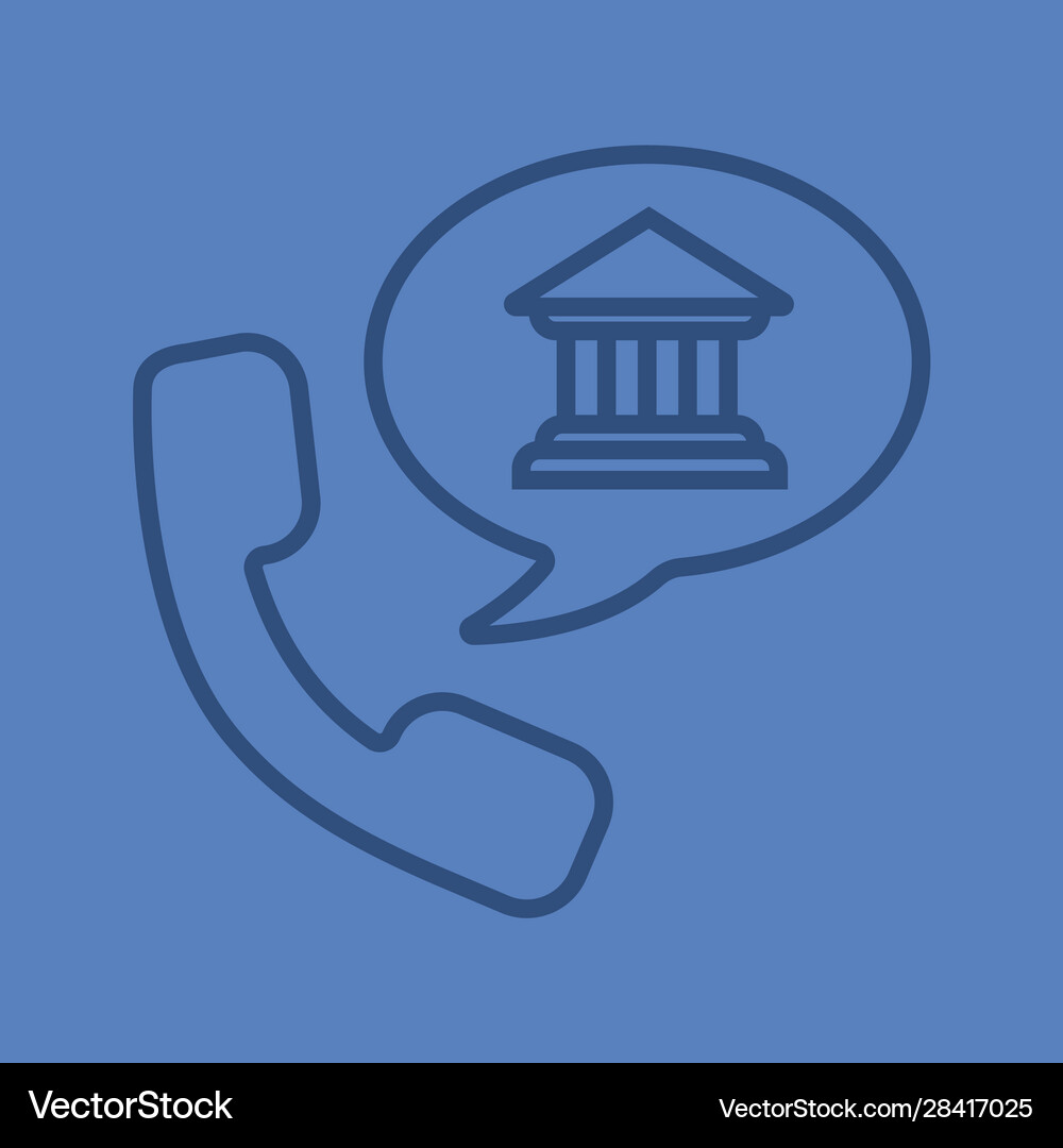 Bank phone call color linear icon Royalty Free Vector Image