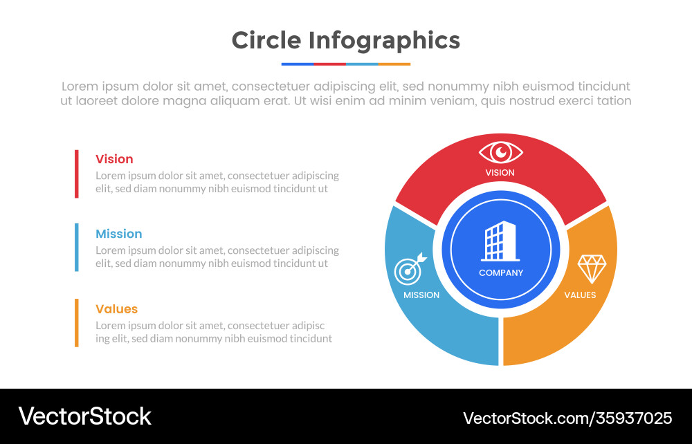 Circle infographic with 3 list point and modern Vector Image