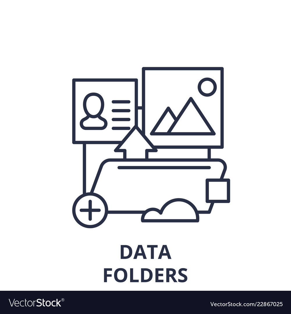 Data folders line icon concept folders Royalty Free Vector
