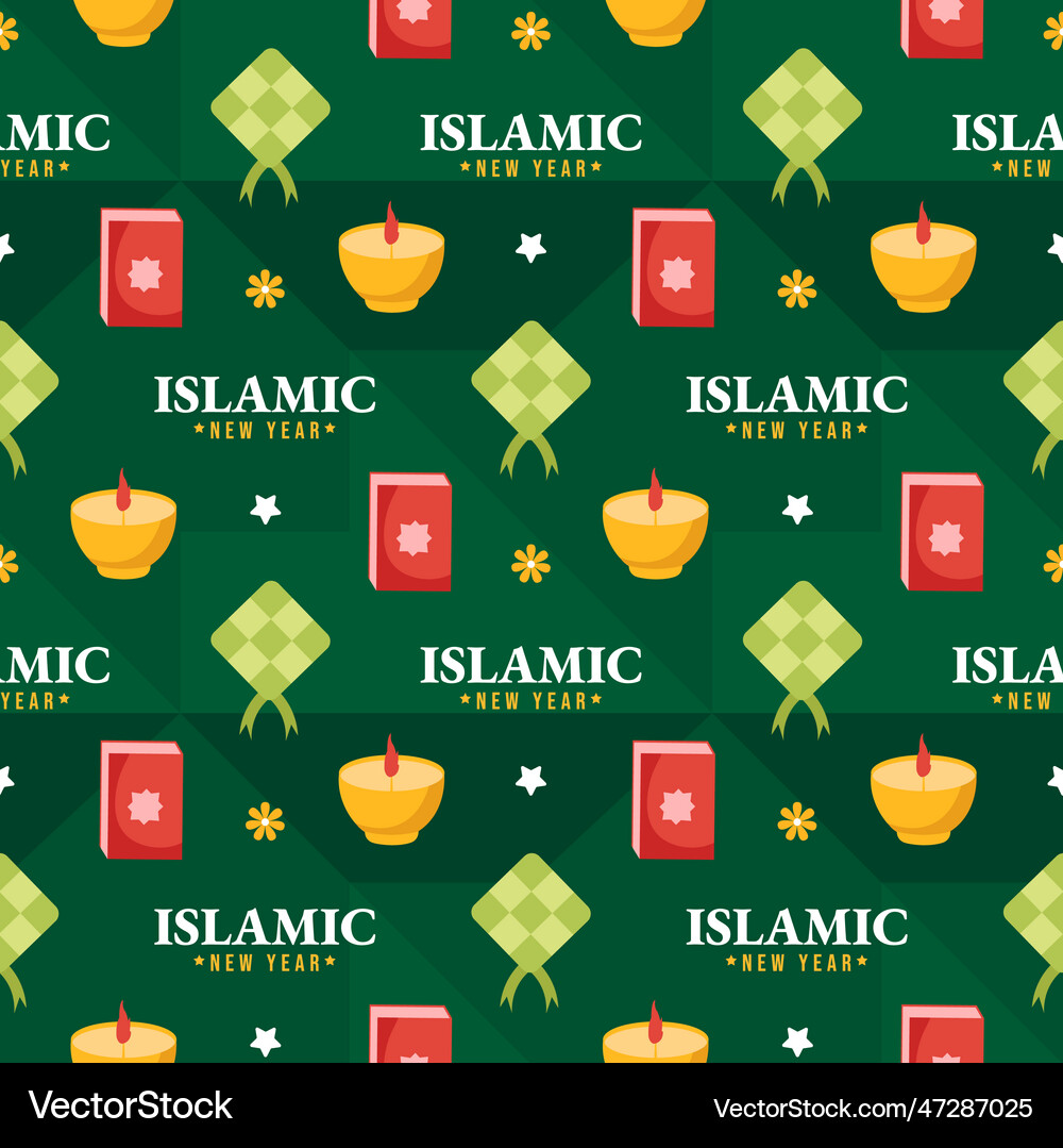 Happy islamic new year seamless pattern design Vector Image