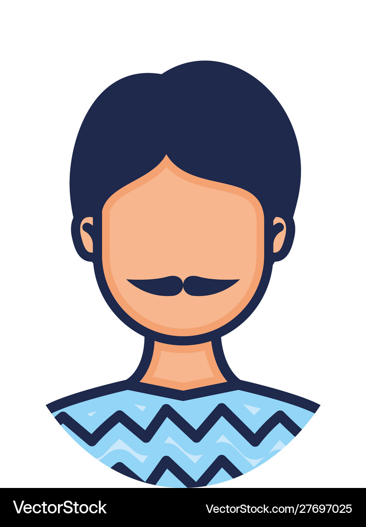 Head man face with mustache avatar character Vector Image