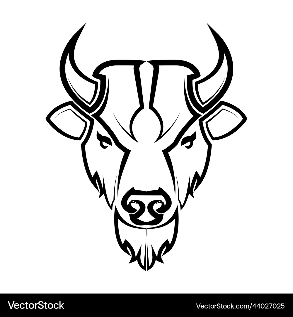 Line front view of american bison Royalty Free Vector Image