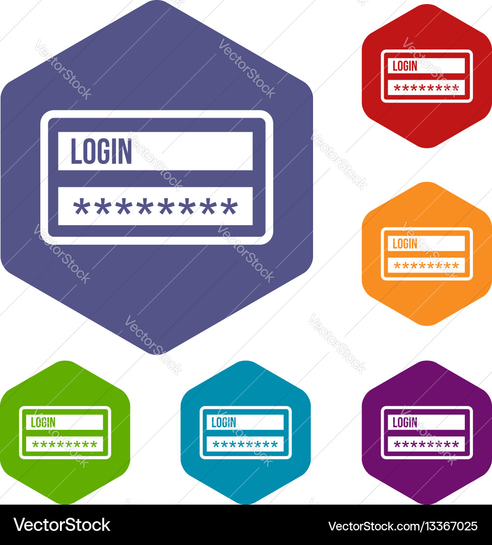 Login and password icons set Royalty Free Vector Image
