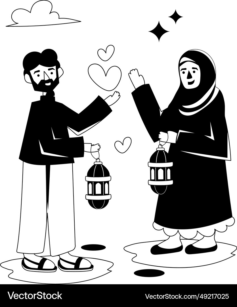 Muslim couple Royalty Free Vector Image - VectorStock