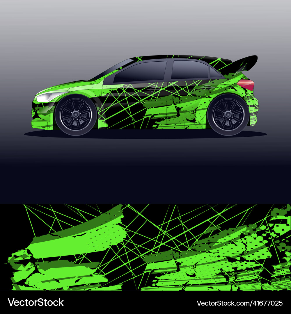 Rally car decal graphic wrap Royalty Free Vector Image