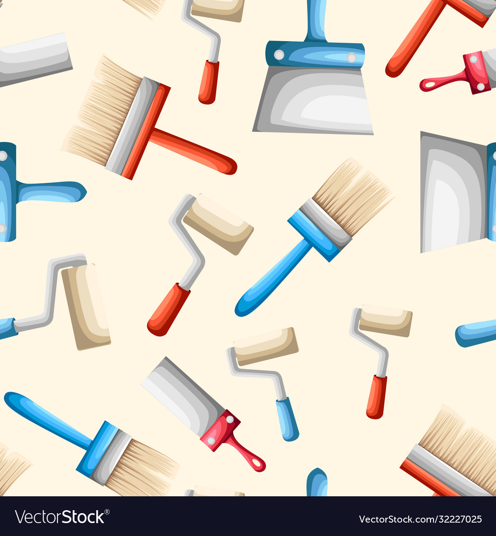 Seamless pattern work tools paint brush Royalty Free Vector