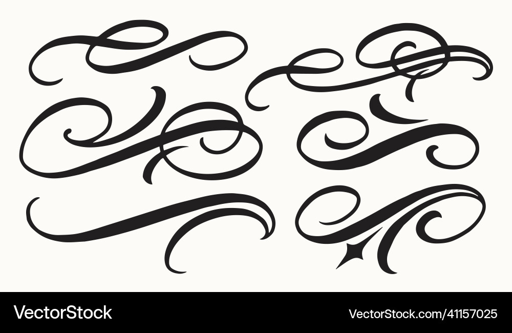 Set of swirl elements for lettering Royalty Free Vector