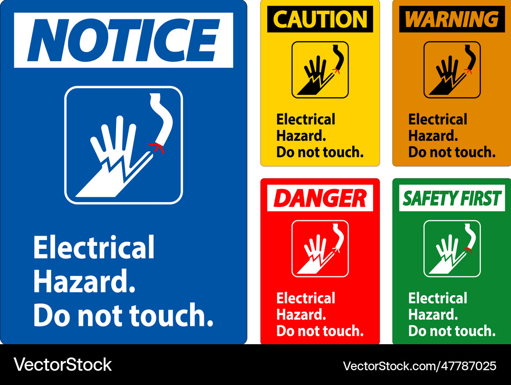 Warning sign electrical hazard do not touch Vector Image