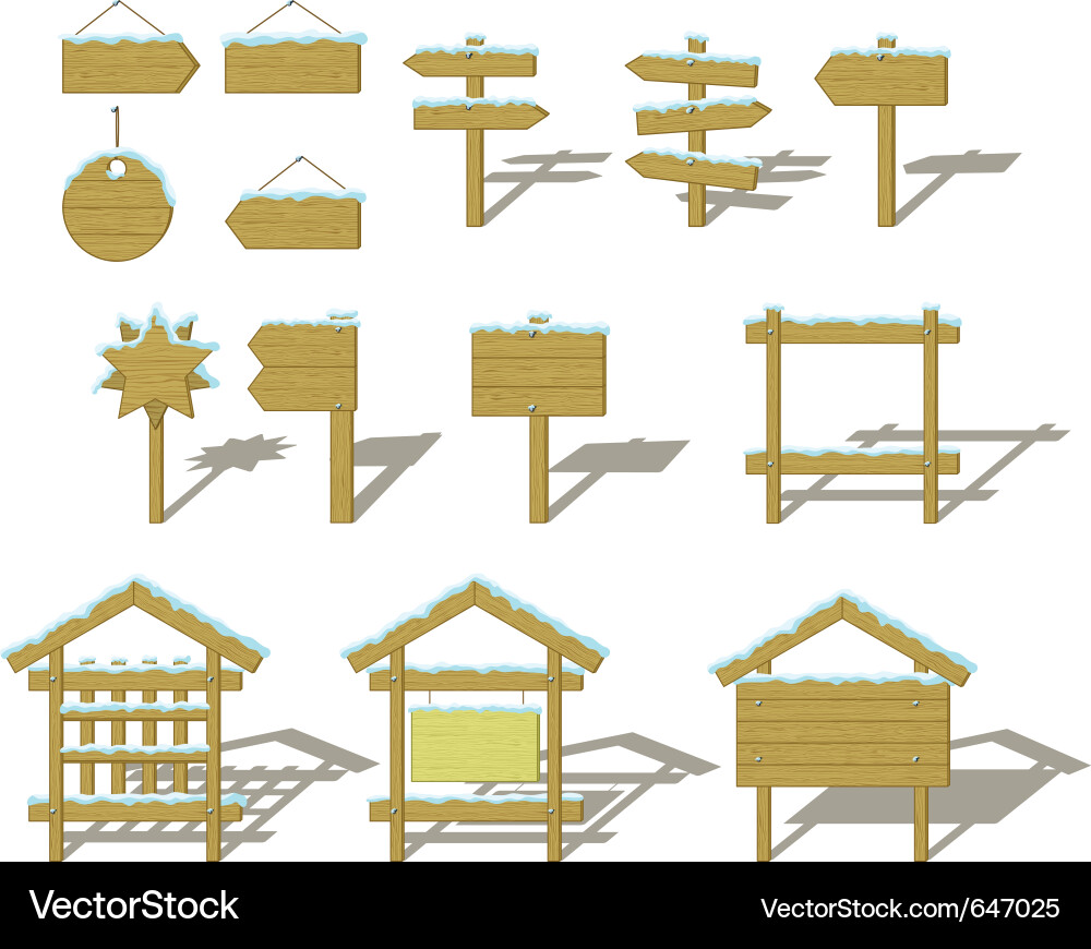Wood signs winter set Royalty Free Vector Image
