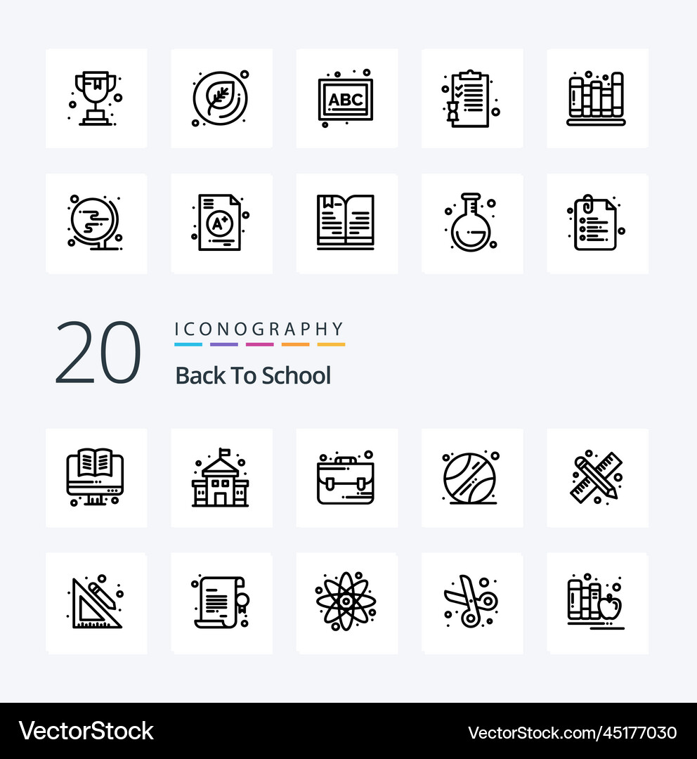 20 back to school line icon pack like ruler work Vector Image