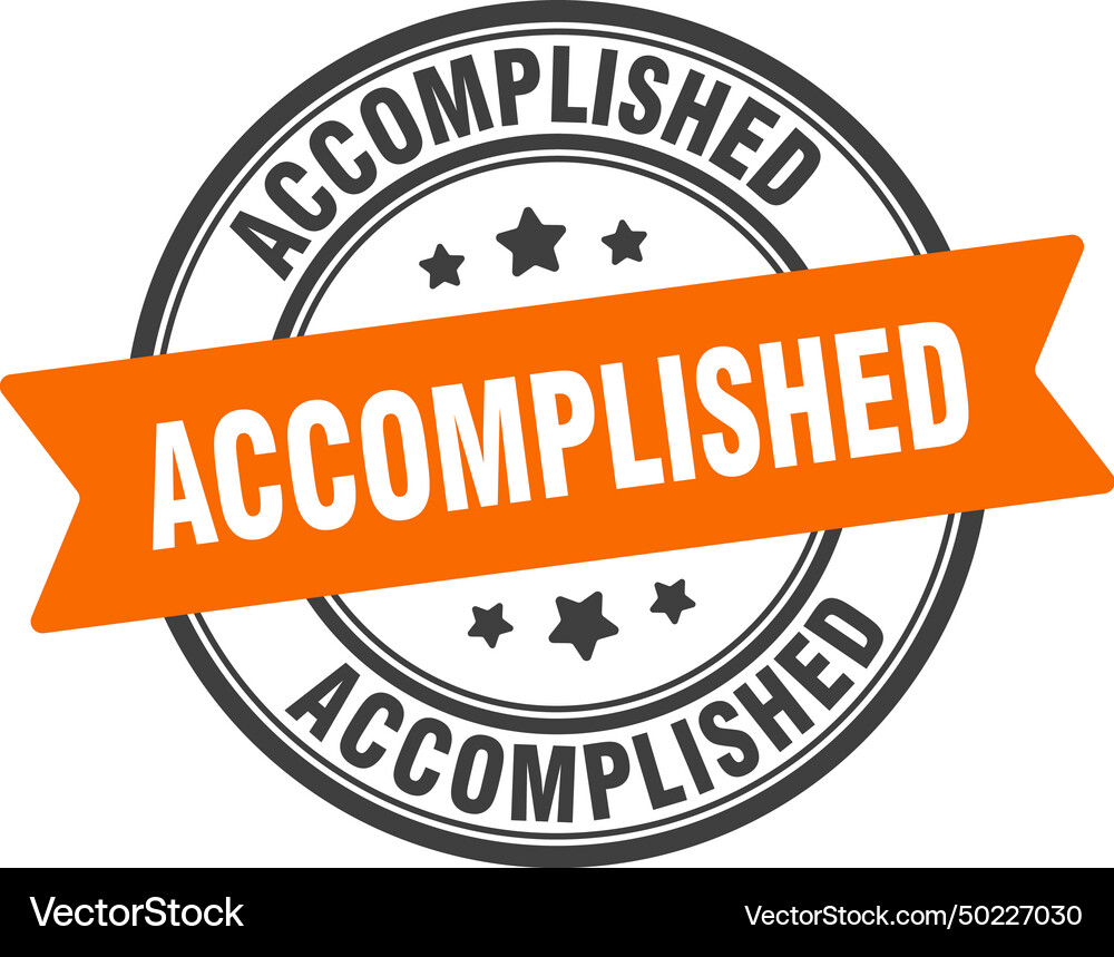 Accomplished stamp label Royalty Free Vector Image