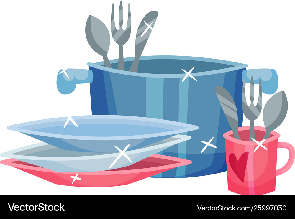 Clean Utensils Cartoon 1 Vector Free Vector In