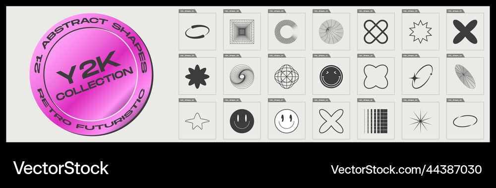 Collection of y2k elements minimalist geometric Vector Image