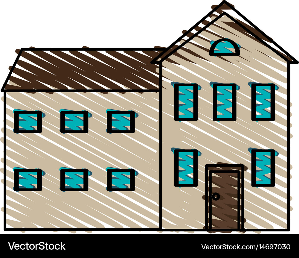 Color crayon stripe cartoon facade comfortable Vector Image