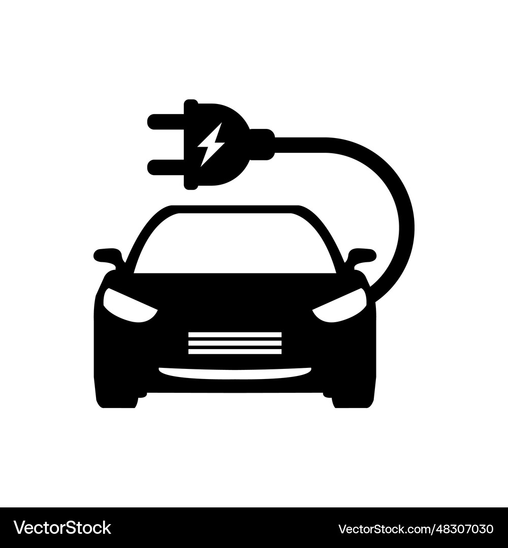Electric car icon ev vehicle charging Royalty Free Vector