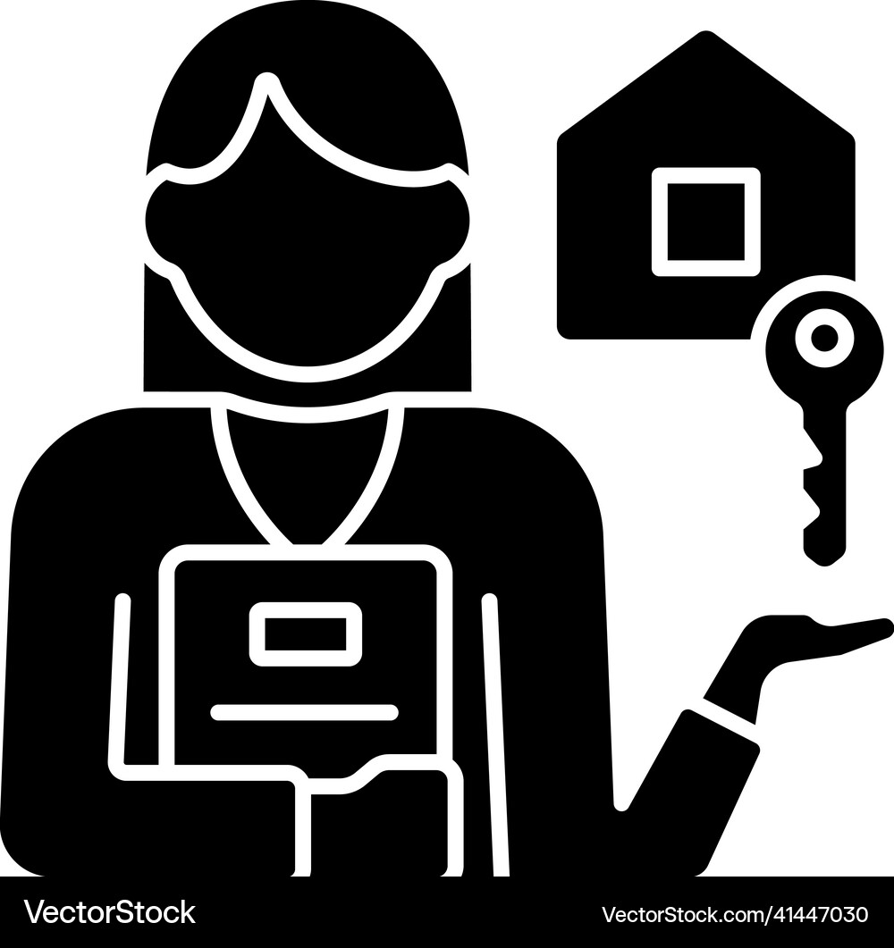Estate agent black glyph icon Royalty Free Vector Image