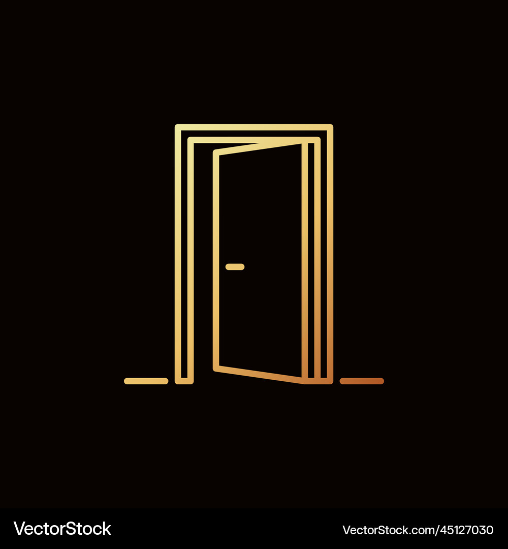 Exit door concept colorful outline icon or sign Vector Image