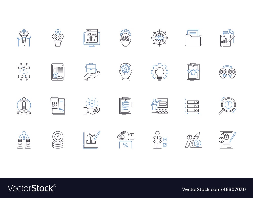 Gauge and assess line icons collection evaluate Vector Image