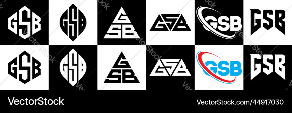 Gsb letter logo design in six style polygon Vector Image
