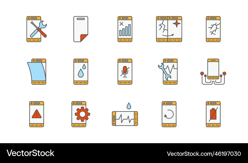 Mobile phone scratch protection icons smartphone Vector Image