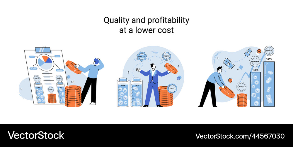 Quality and profitability at lower cost Royalty Free Vector