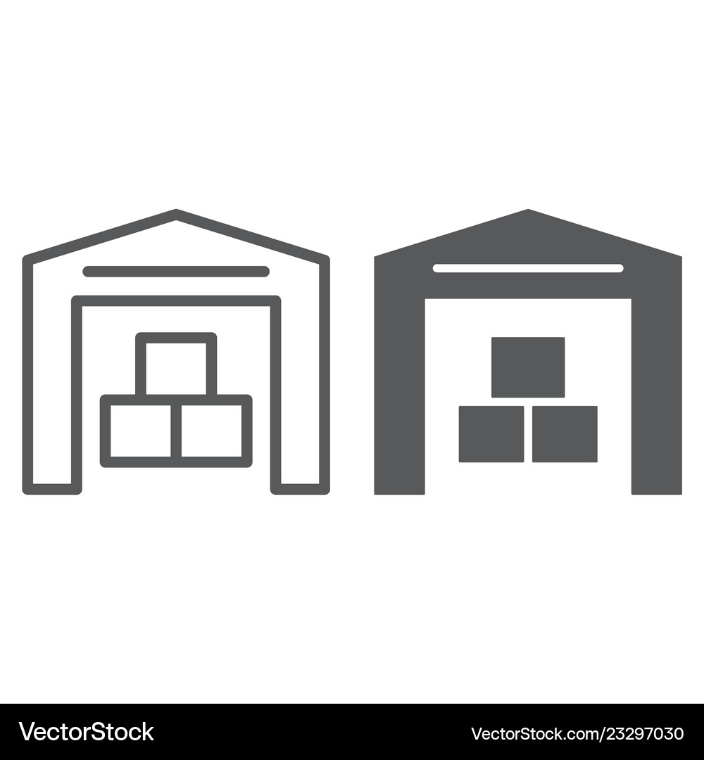 Warehouse line and glyph icon building store Vector Image