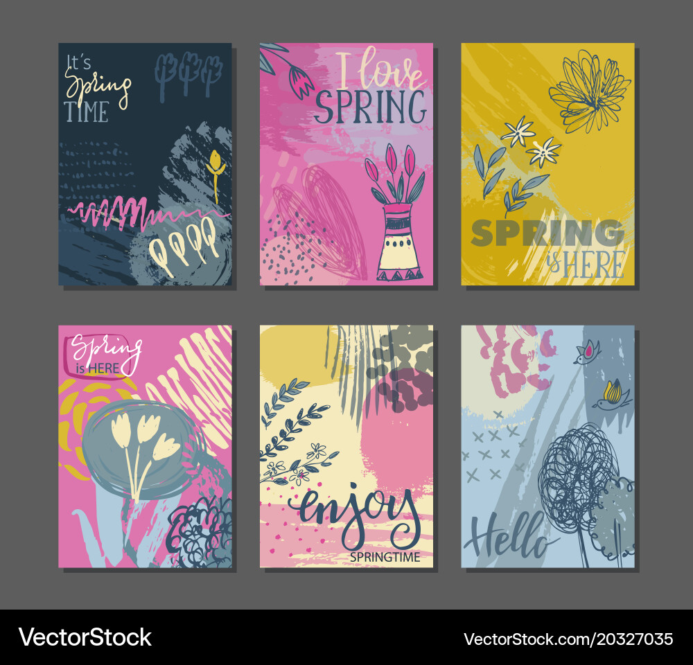 Collection of spring cards Royalty Free Vector Image