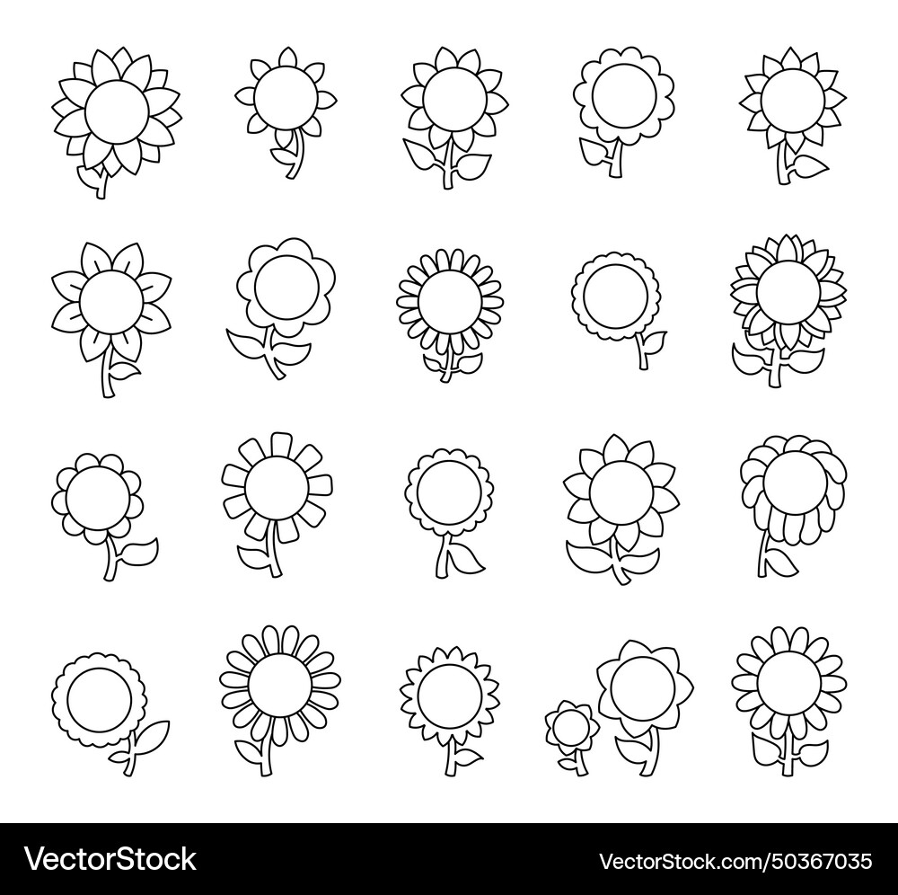 Flower with leaves coloring page spring time Vector Image